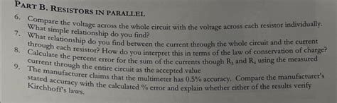 Solved PART B RESISTORS IN PARALLEL Compare The Voltage Chegg