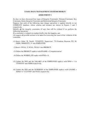 DMSD Assignment 03 Mapping A Database Schema Into A Relational Schema