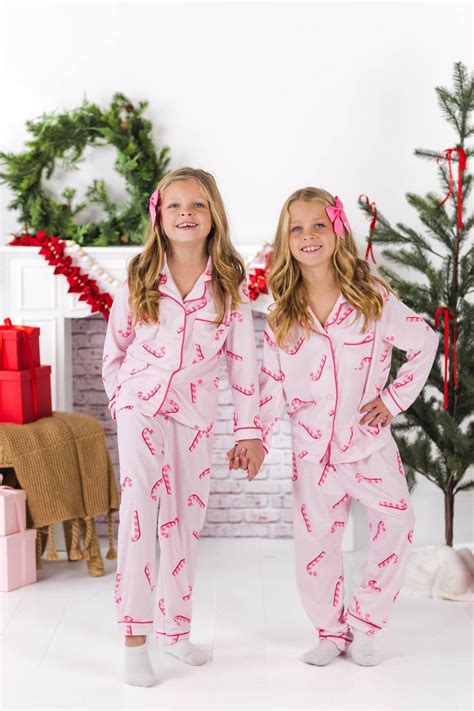Pink Candy Cane Pajamas Matching Mom And Me Clothing Sparkle In Pink