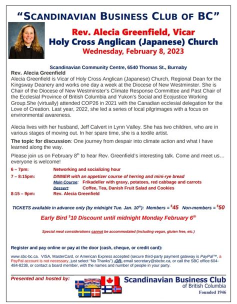 Sbc Networking Dinner And Speaker • Scandinavian Community Centre