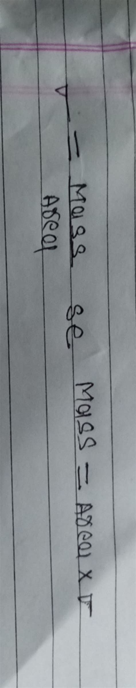 V Frac Text Mass Text Arced Se Mass Area Times M