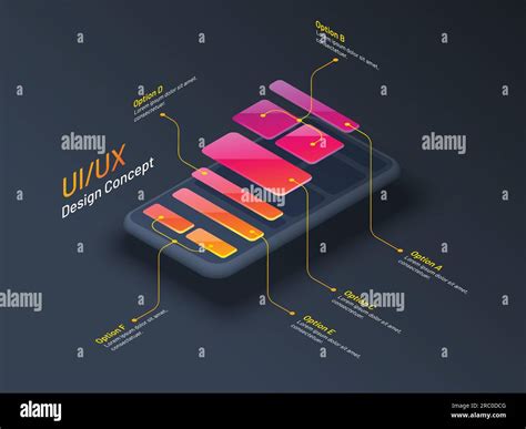 Ui Or Ux Design Concept Isometric Illustration Of Smartphone Mobile App Or Website Wireframe