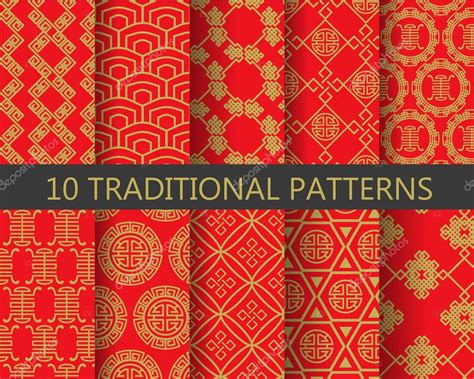 Red And Gold Chinese Patterns Vector Stock Vector Image By