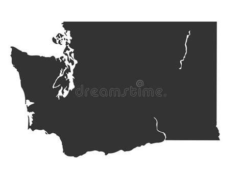 Vector Washington State Map Silhouette Stock Illustration