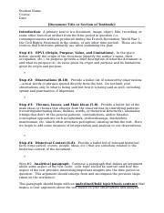 Primary Source Analysis Template Babe Name Course Date Document Title Or Section Of