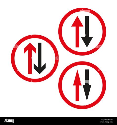 Traffic Direction Sign Roadway Navigation Symbol Red Black Arrows Driving Regulation Icon