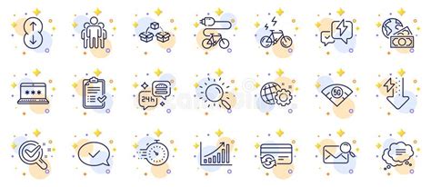 Outline Set Of Timer Graph Chart And Laptop Password Line Icons For