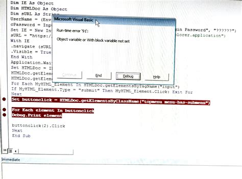 vba code review html element identification issue stack overflow