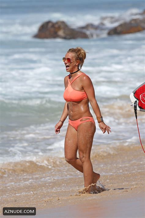 Britney Spears Topless And Sexy In A Peach Bikini At The Beach Hawaii