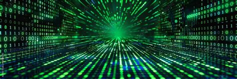 Tech Background With Bright Ai Themed Designs Green Binary Code And