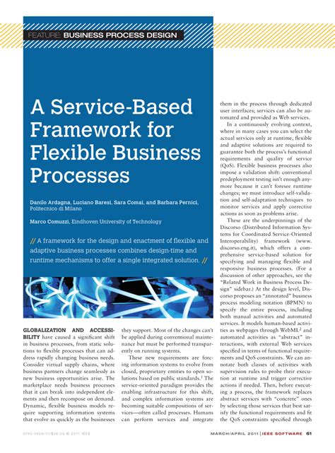 Pdf A Service Based Framework For Flexible Business Processes