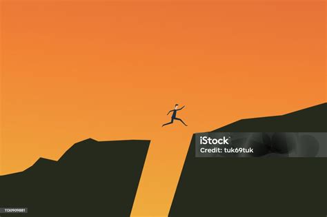 미니멀리스트 Stile 벡터 비즈니스 금융 사업가는 협곡 벡터 개념을 뛰어 넘기 비즈니스 성공의 상징 도전 위험 용기 개념에 대한 스톡 벡터 아트 및 기타 이미지 Istock