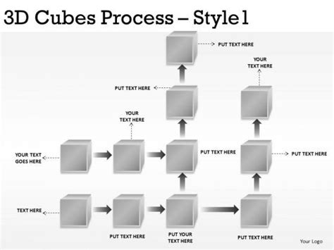 Flowchart PowerPoint Slide With D Cubes Stages PowerPoint Diagram