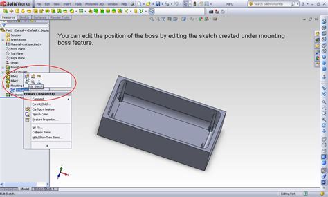 Tutorialusing Mounting Boss Fastening Feature In Solidworks Grabcad Tutorials