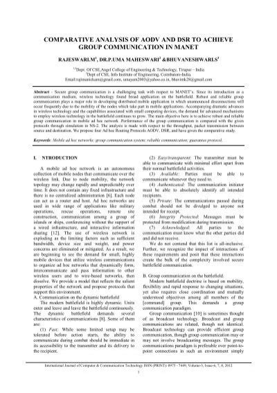 Comparative Analysis Of Aodv And Dsr To Achieve Group