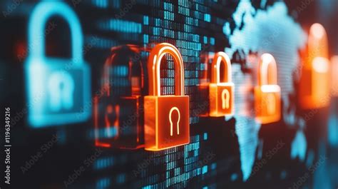 Global Security Lock On World Map Symbolizing International Protection And Data Safety Stock
