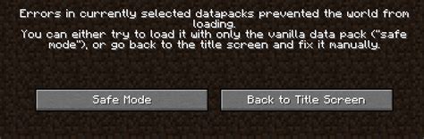 Wierd Error About Datapacks When Trying To Load A Modded Minecraft World I Dont Have Any