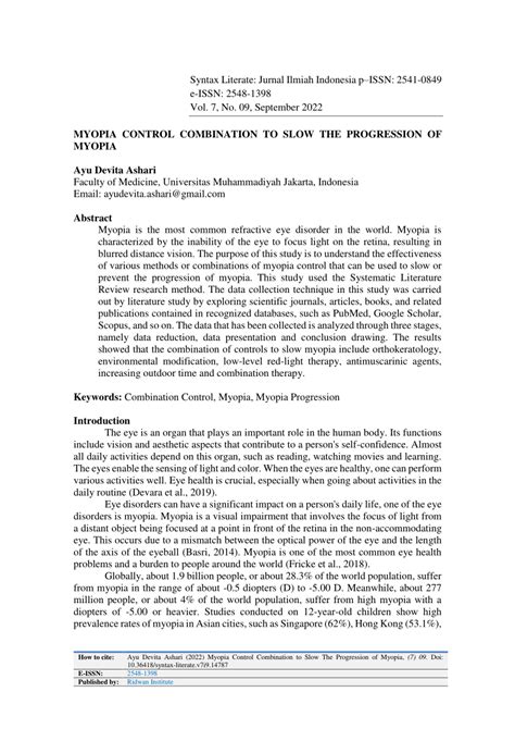 Pdf Myopia Control Combination To Slow The Progression Of Myopia