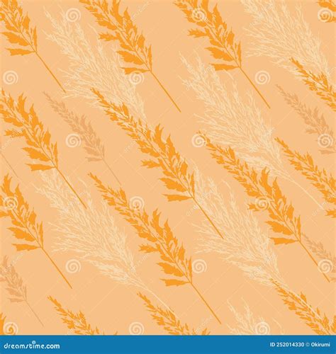 Orange Seamless Pattern Grass Silhouette Stock Vector Illustration Of Decorative Seamless