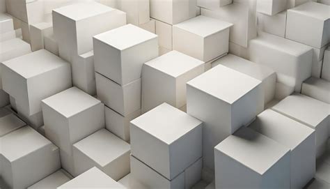 Premium Photo Random Shifted White Cube Boxes Block Background Wallpaper Banner With Copy