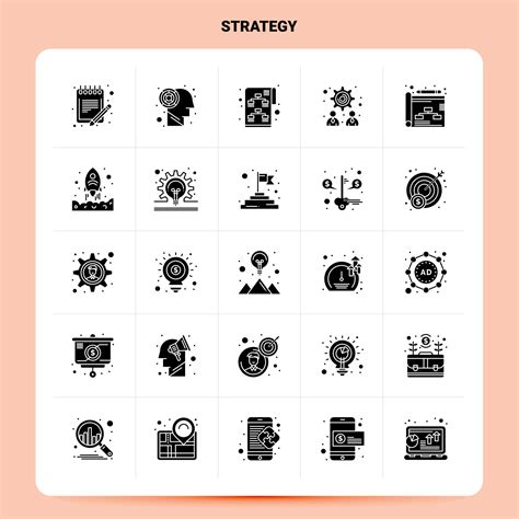 Solid 25 Strategy Icon Set Vector Glyph Style Design Black Icons Set Web And Mobile Business