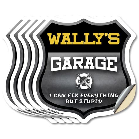 Wallys Garage I Can Fix Everything But Stupid 5 Pack 4 Inch X 4 Inch