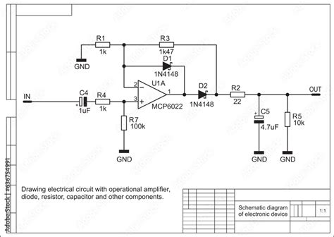Schematic Diagram Of Electronic Device Vector Drawing Electrical Circuit With Operational