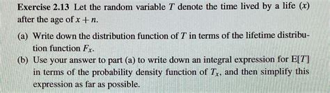 Solved Exercise 213 ﻿let The Random Variable T ﻿denote The
