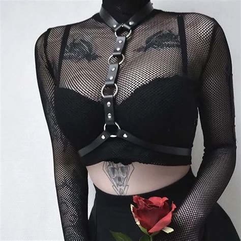 Women Body Bondage Pu Leather Lingerie Chest Harness Bra Belt Bdsm