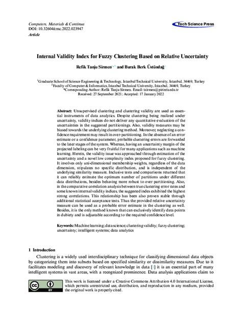 Pdf Internal Validity Index For Fuzzy Clustering Based On Relative