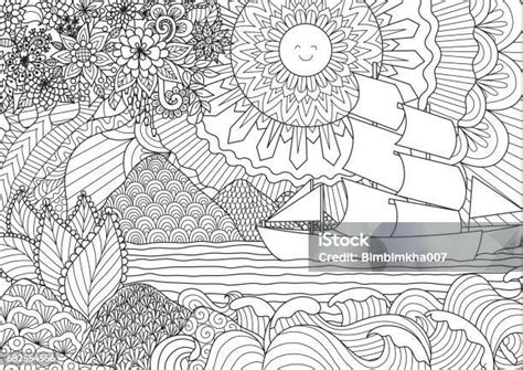 미소 여름 컬러링 북 페이지 일러스트레이션 기법에 대한 스톡 벡터 아트 및 기타 이미지 컬러링 북 페이지 일러스트레이션 기법 성인 색칠하기 Istock
