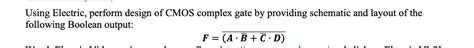 Solved Using Electric Perform Design Of Cmos Complex Gate