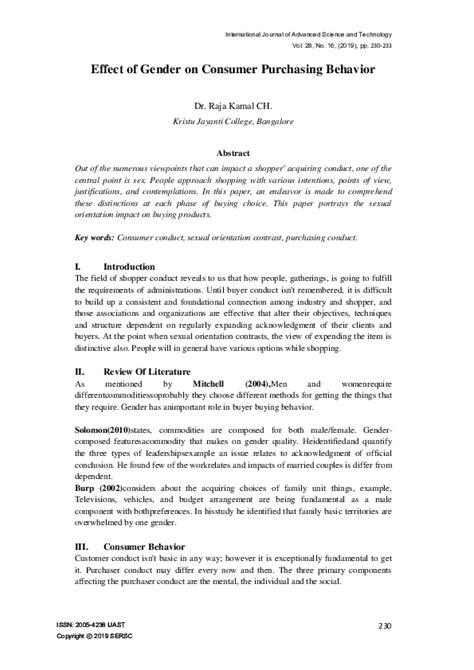 Pdf Effect Of Gender On Consumer Purchasing Behavior