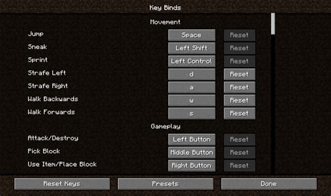 Keybind Presets Minecraft Mod