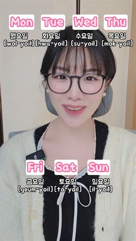 💫days Of The Week 🔵 Mon 월요일 Wol Yoil 🟢 Tue 화요일 Hwa Yoil 🟡 Wed 수요일 Su Yoil 🟠 Thu