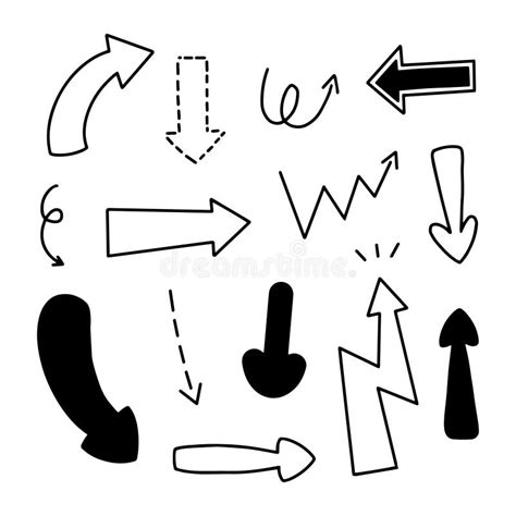 Arrows Hand Drawn With Black Line Arrow Sign For Element Stock Vector
