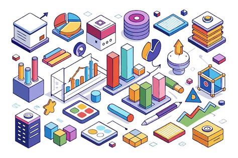 Isometric Illustration Of Various Data Analysis And Business Concepts Premium Ai Generated Vector