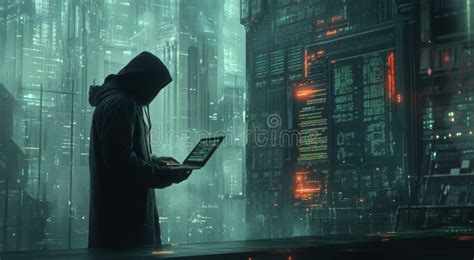 Digital Intrusion A Mysterious Cyber Hacker At Work Stock Image Image Of Hacker Online