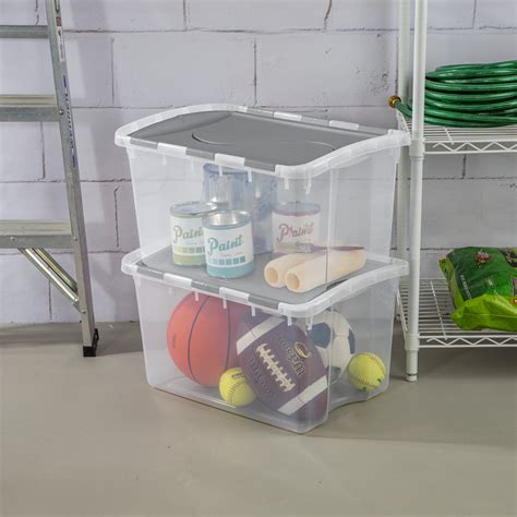 Buy Sterilite 48 Qt Hinged Lid Storage Box Plastic Titanium Set Of 6