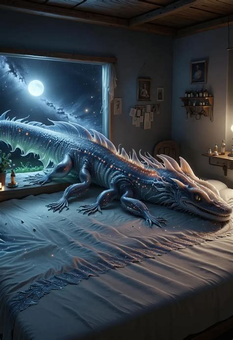 Realistic Dragon Resting On White Bed Stable Diffusion Ai Image Diffus