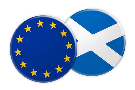 뉴스 개념 Eu 깃발에 스코틀랜드 플래그 단추 백색 배경에 3d 그림 3차원 형태에 대한 스톡 벡터 아트 및 기타 이미지 3차원 형태 개념 경쟁자 Istock