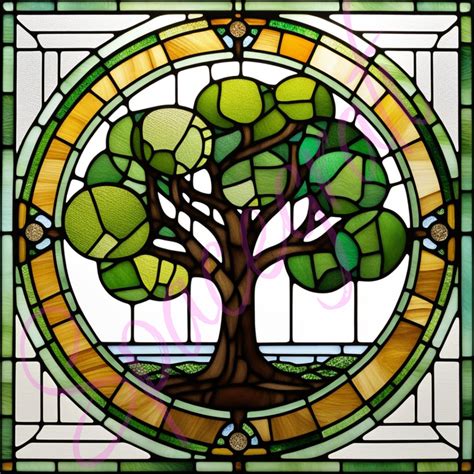 50 Stained Glass Tree Bundle Png High Resolution Big Stained Wall Art