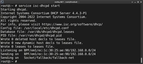 Настройка Dhcp сервера Isc Dhcp в Freebsd 141 Notbynet
