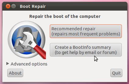 Boot Repair Simple Tool To Repair Frequent Boot Problems Ubuntu Geek