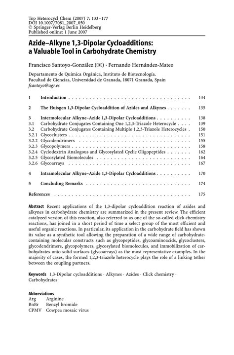 Pdf Azide Alkyne 13 Dipolar Cycloadditions A Valuable Tool In