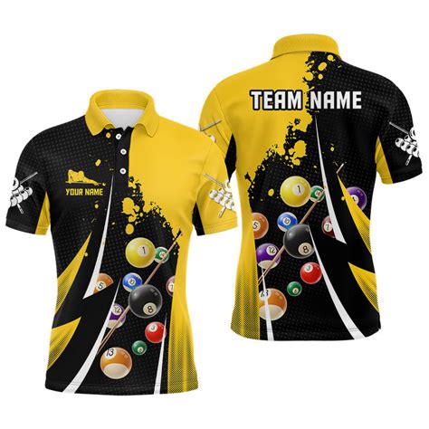 Personalized Billiard Balls 3d Print Black Yellow Billiard Player Polo