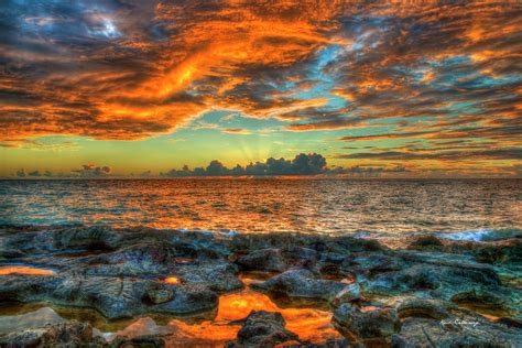 Oahu Hi Majestic Reflections Ko Olina Sunset 8 Lava Rock Pools Pacific Ocean Seascape Art