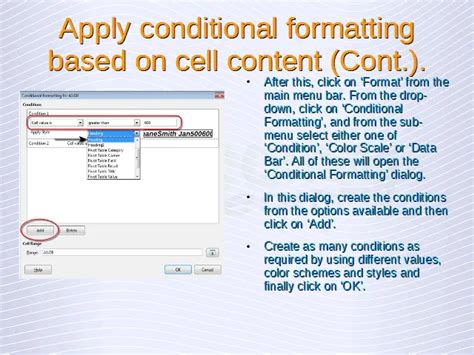 Advanced Spreadsheets Conditional Formatting