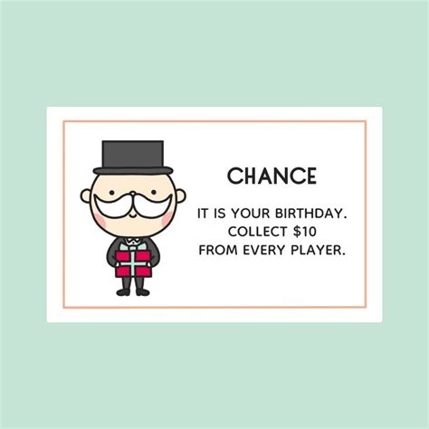 Printable Monopoly Birthday Card Board Game Birthday Card Monopoly