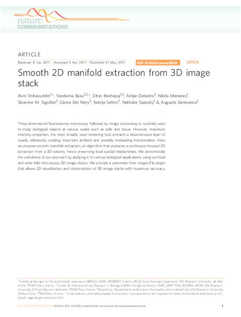 Pdf Smooth 2d Manifold Extraction From 3d Image Stack